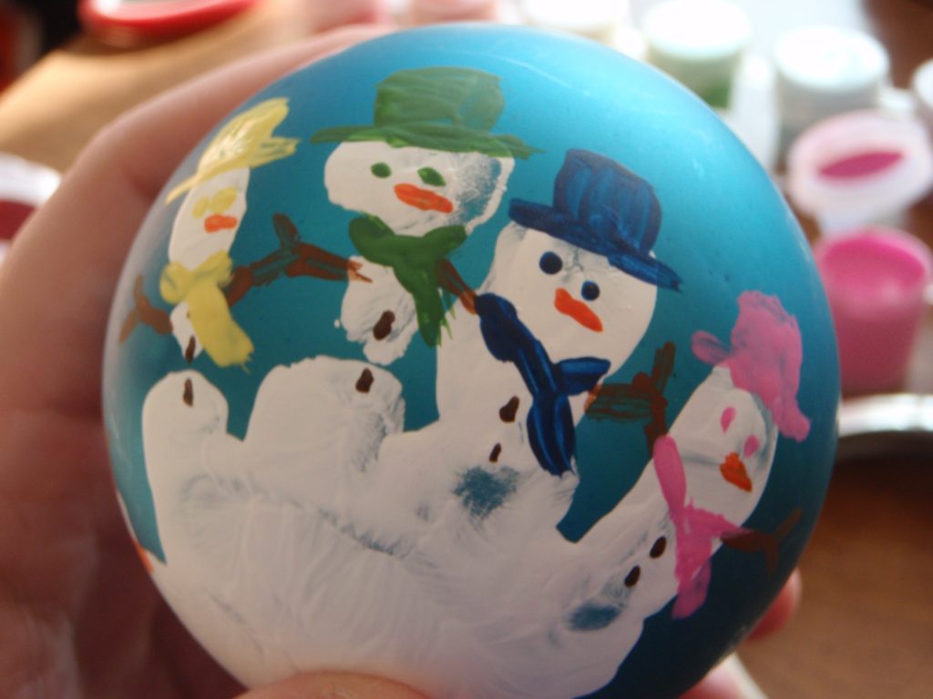 Handprint Snowman Ball Ornament | Fun Family Crafts