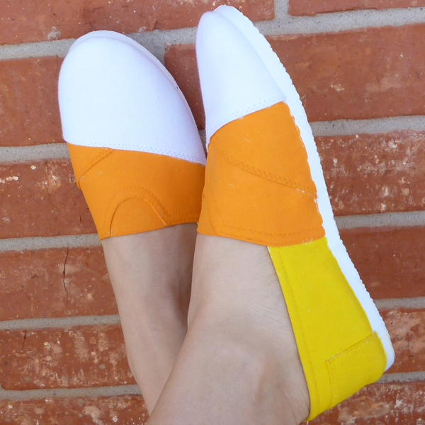 Candy Corn Canvas Shoes | Fun Family Crafts