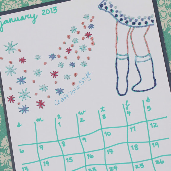 Stitched Printable Calendar | Fun Family Crafts