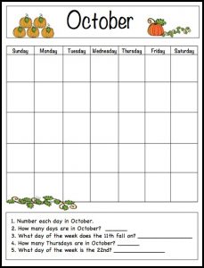October Learning Calendar | Fun Family Crafts