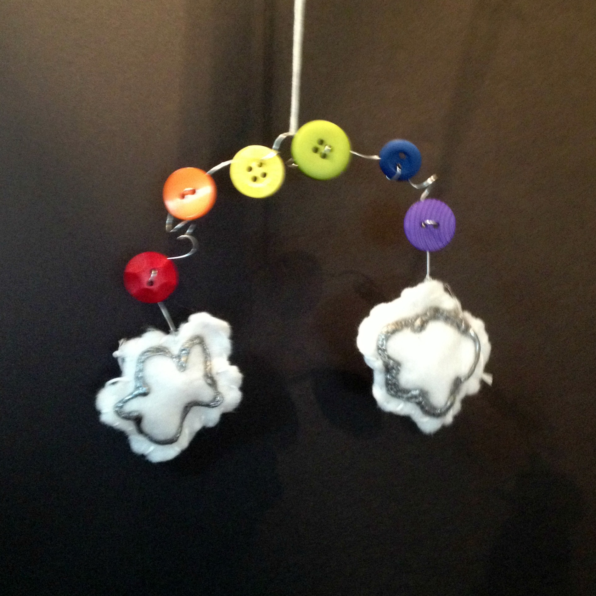 Button Rainbow with Silver Lined Clouds | Fun Family Crafts