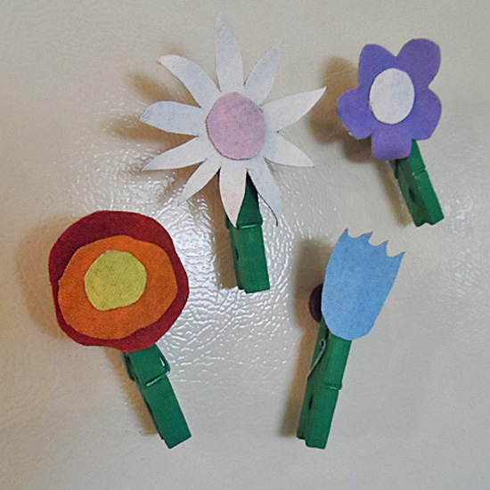 Recycled Denim Flower Magnets | Fun Family Crafts