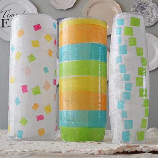 Geometrical Decoupage Spring Vases | Fun Family Crafts