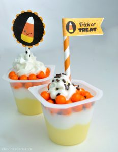 Candy Corn Pudding Cups | Fun Family Crafts