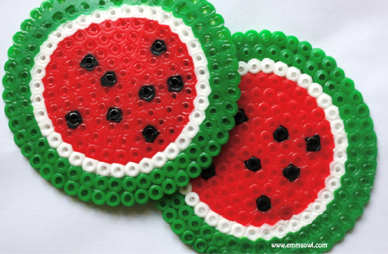 Watermelon Perler Bead Coasters | Fun Family Crafts