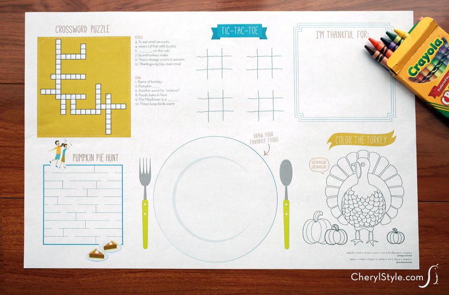 Printable Thanksgiving Placemat | Fun Family Crafts