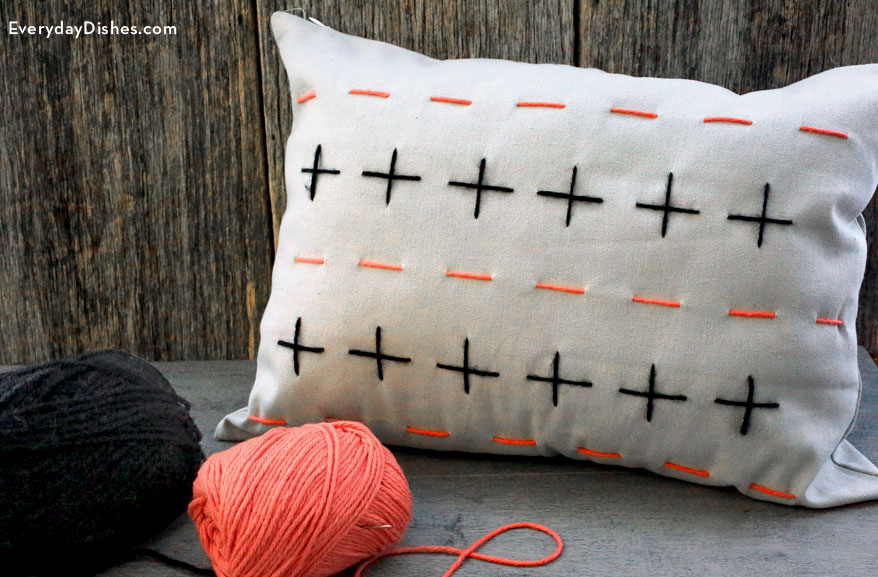 Stitched Pillow Cover | Fun Family Crafts