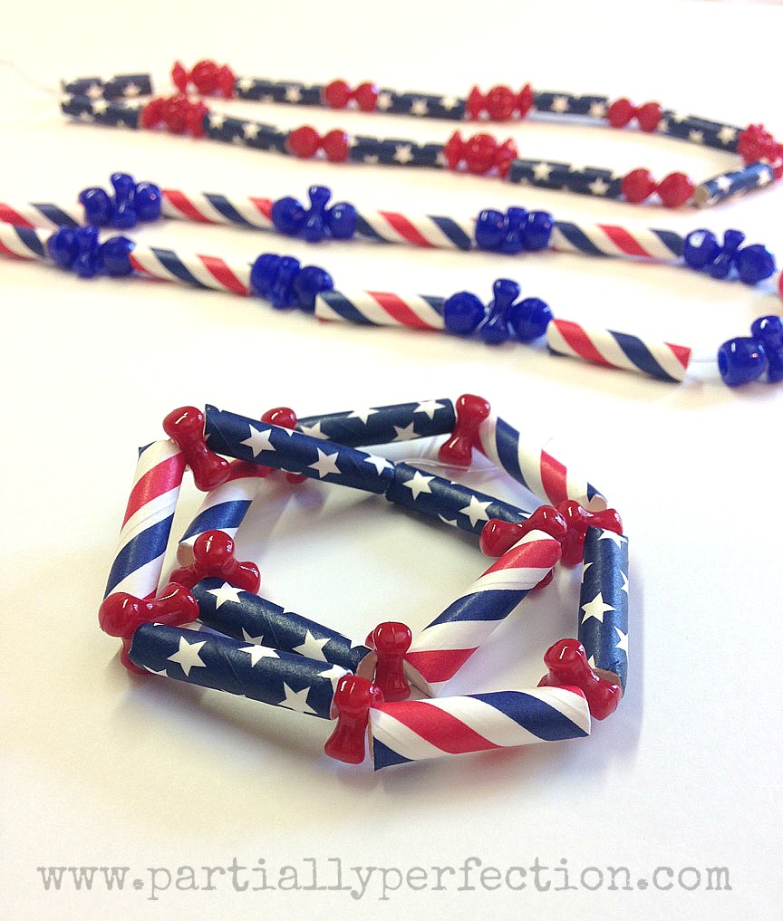 Patriotic Straw Necklace | Fun Family Crafts