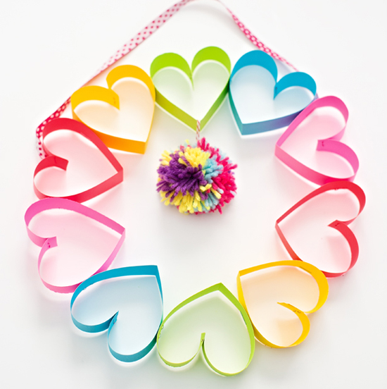 Rainbow Heart Paper Wreath | Fun Family Crafts