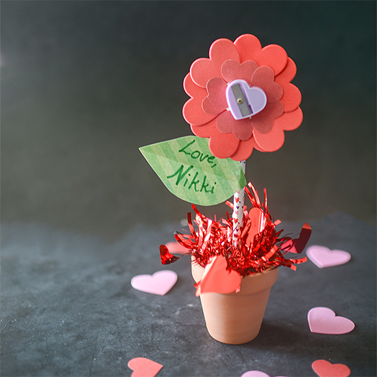 Pencil and Sharpener Flower Valentine | Fun Family Crafts
