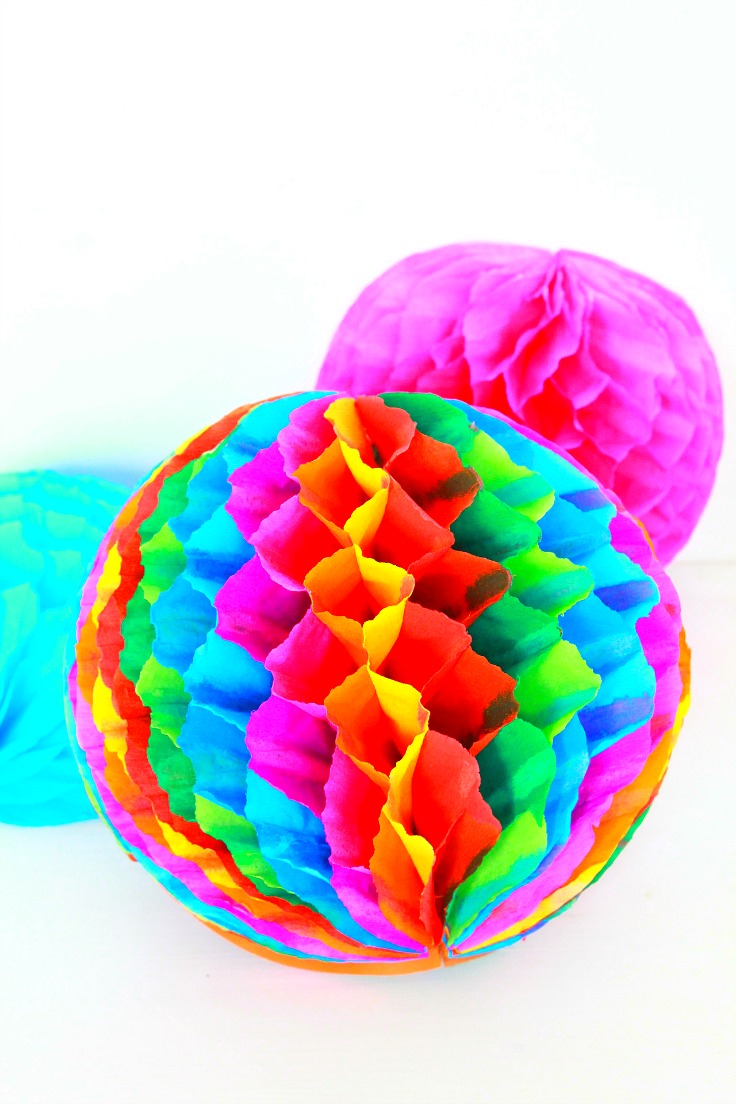 Honeycomb Tissue Paper Pom Poms | Fun Family Crafts