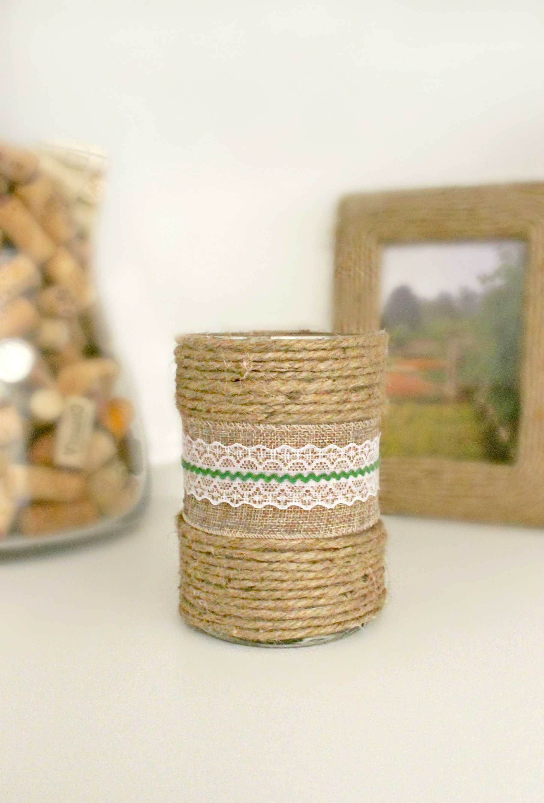 Burlap Wrapped Candle | Fun Family Crafts