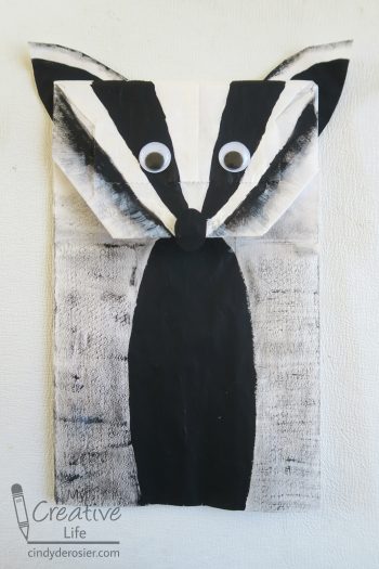 Paper Bag Badger Puppet | Fun Family Crafts