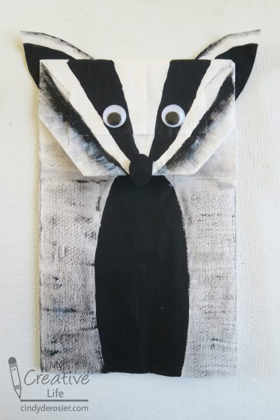 Paper Bag Badger Puppet | Fun Family Crafts