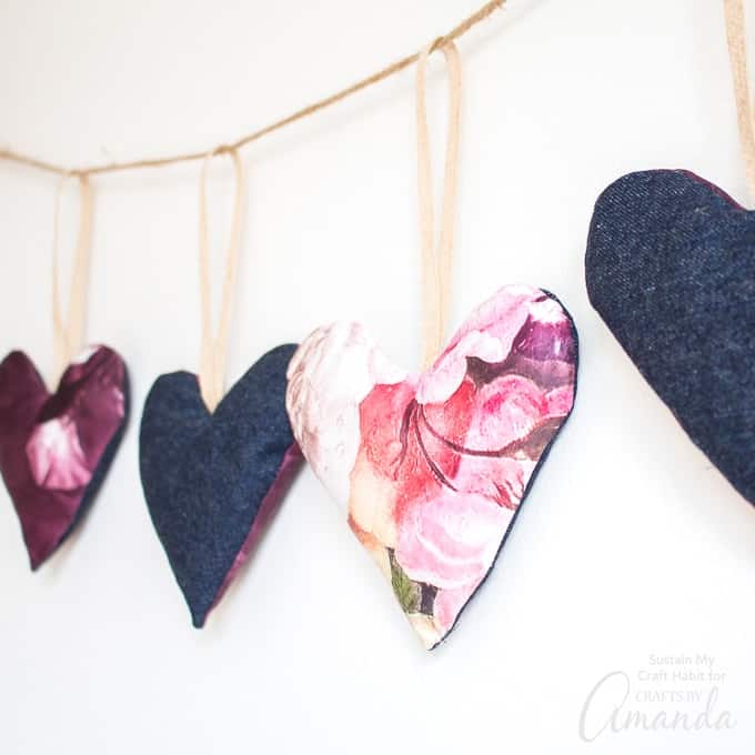 Fabric Scrap Heart Garland | Fun Family Crafts