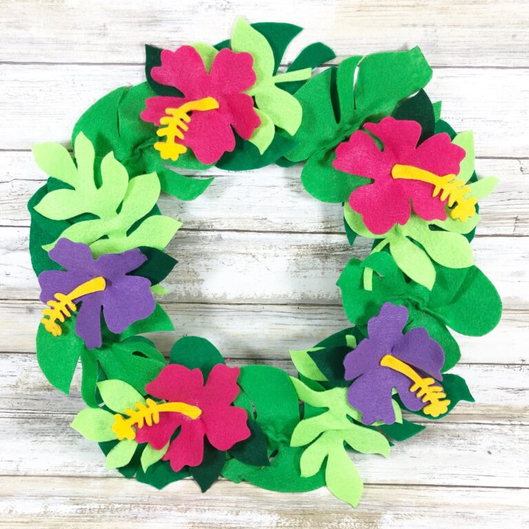 Felt Tropical Hibiscus Wreath | Fun Family Crafts