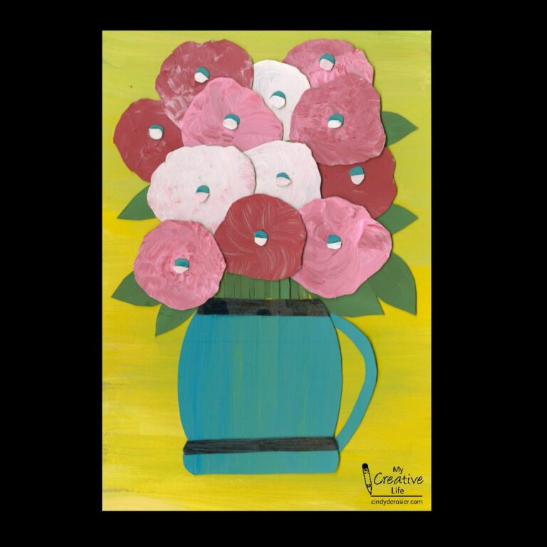 Cereal Box Zinnias Inspired by Clementine Hunter | Fun Family Crafts