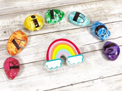Paint Pour Rainbow Rocks | Fun Family Crafts
