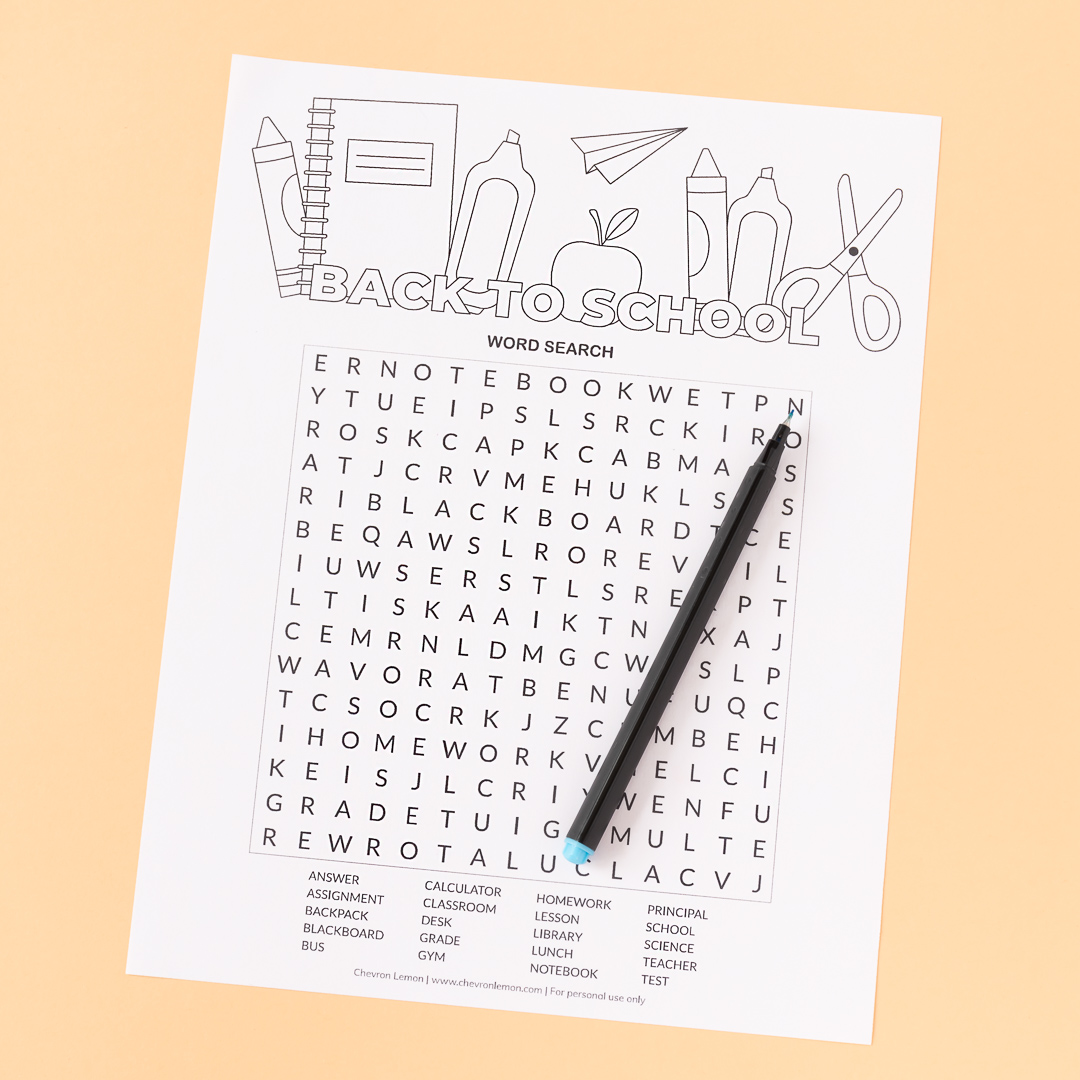 Printable Back To School Word Search | Fun Family Crafts