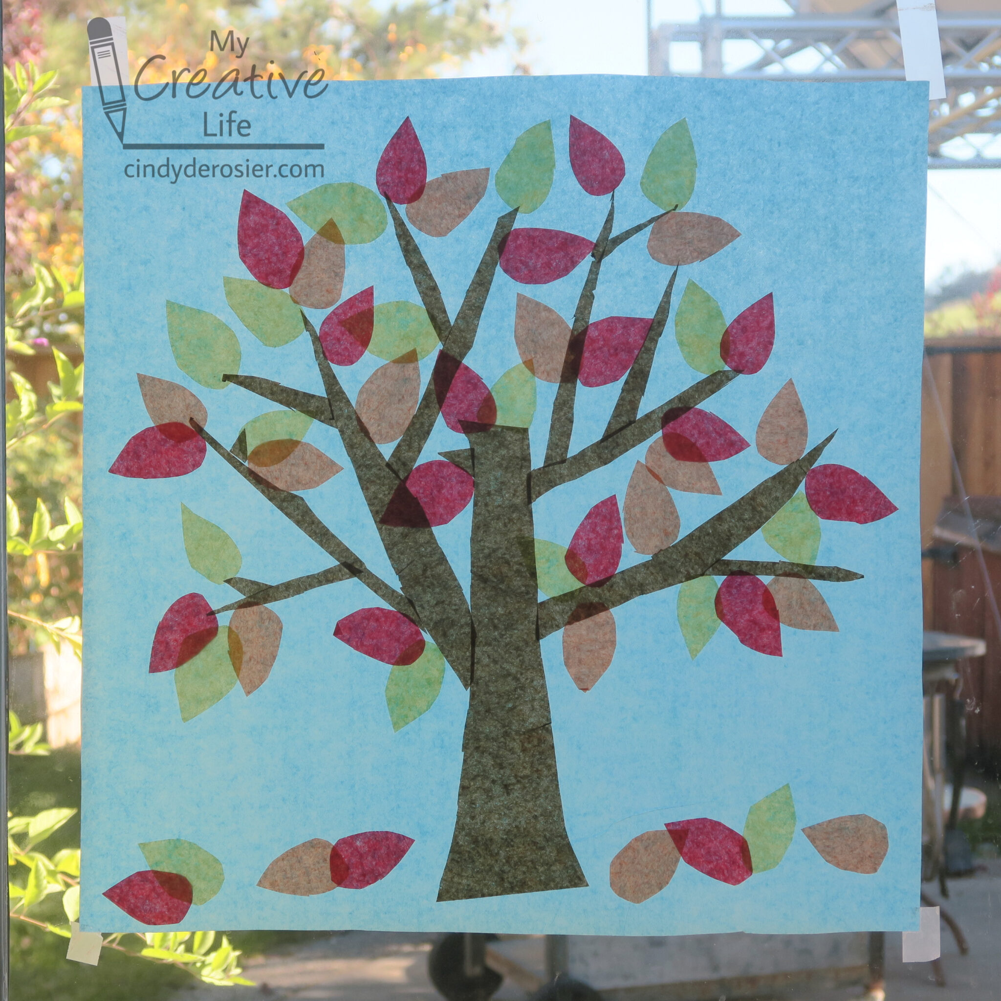 Fall Colors Tissue Paper Sun Catcher | Fun Family Crafts