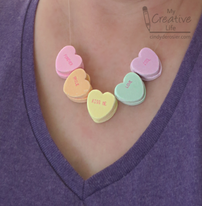 Conversation Heart Candy Necklace | Fun Family Crafts