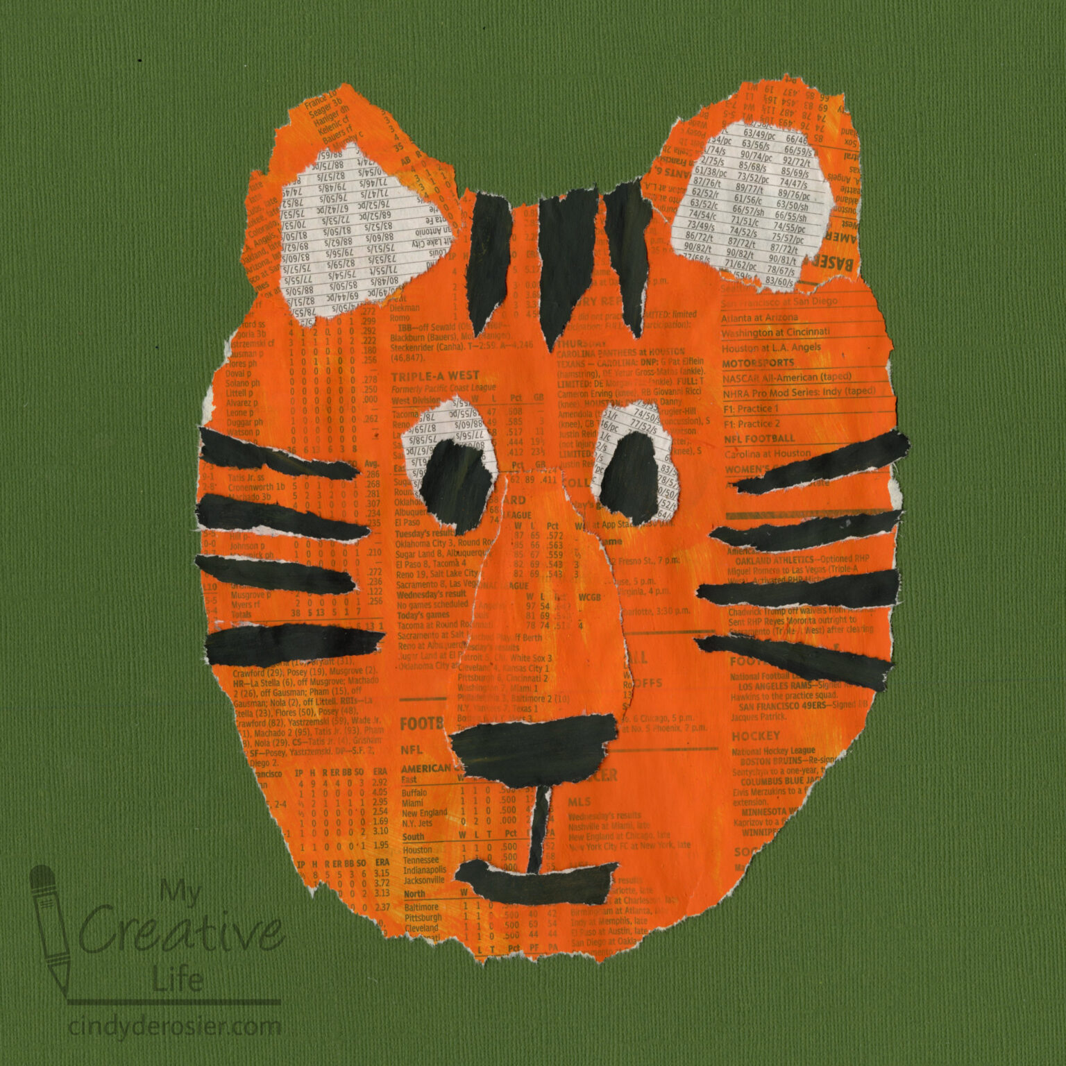 Painted Newspaper Tiger | Fun Family Crafts