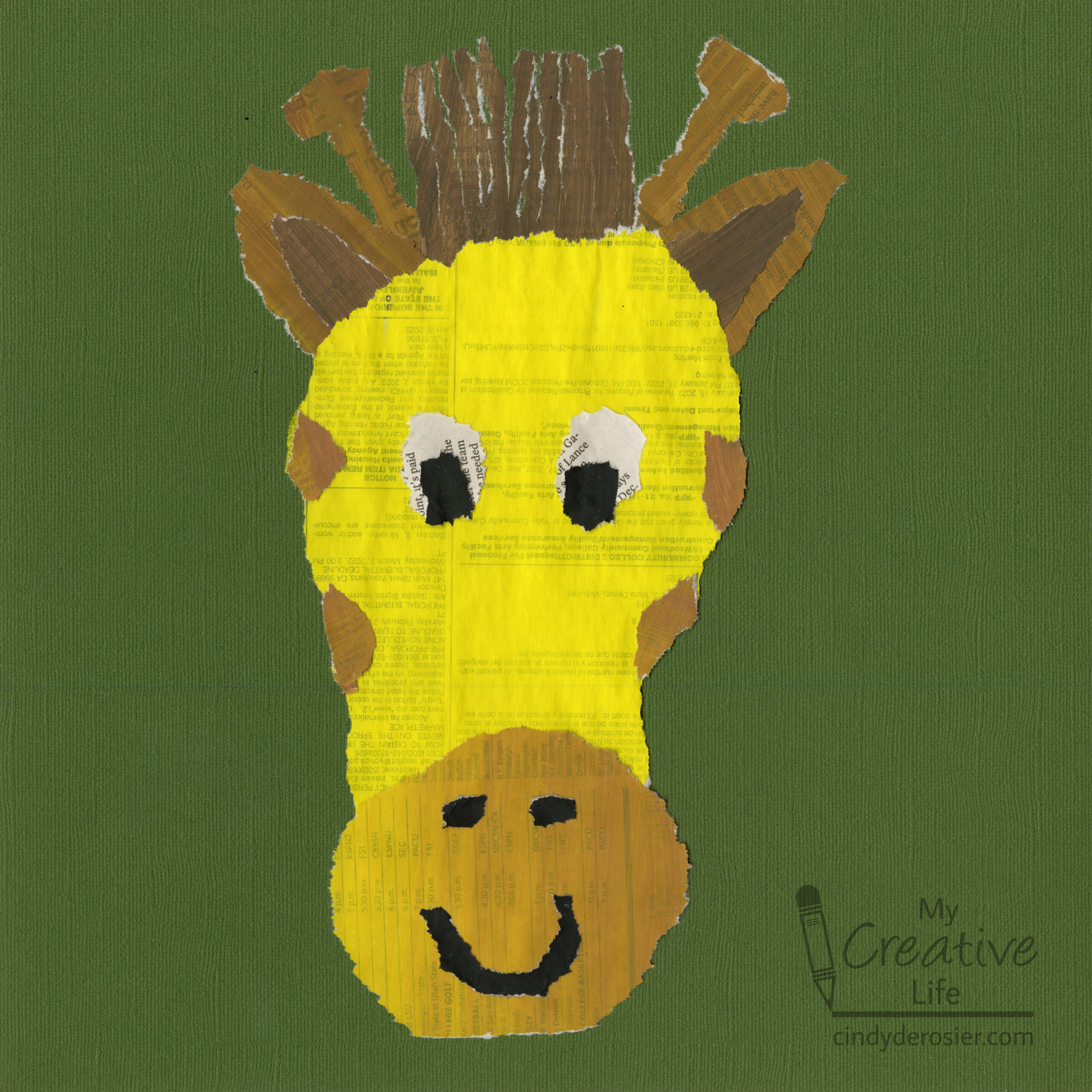 Torn Newspaper Giraffe | Fun Family Crafts