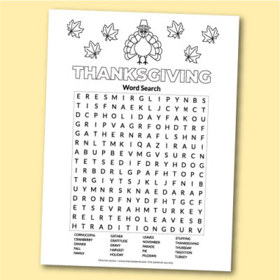 Printable Thanksgiving Word Search | Fun Family Crafts