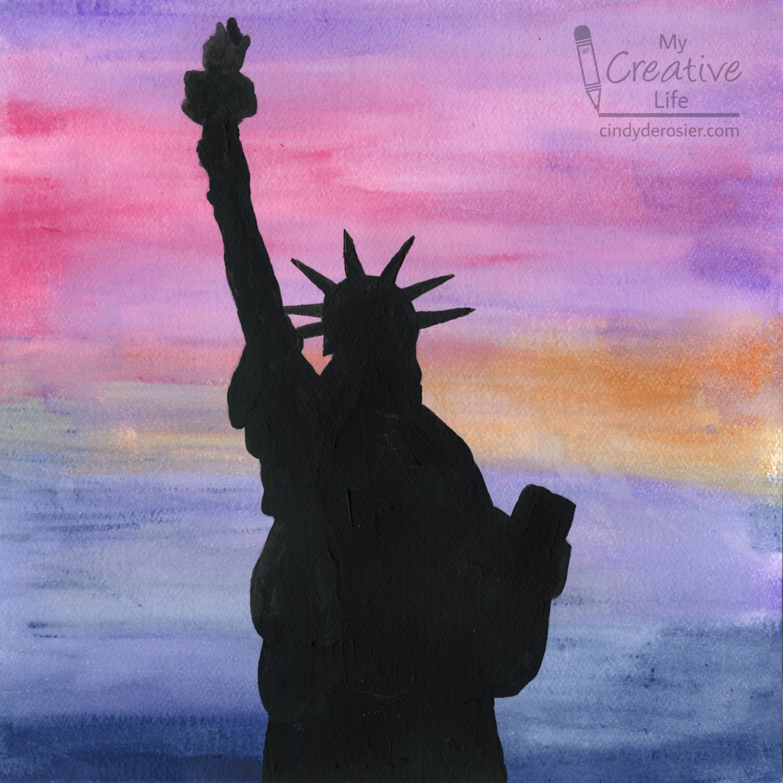 Statue of Liberty at Sunset Painting | Fun Family Crafts