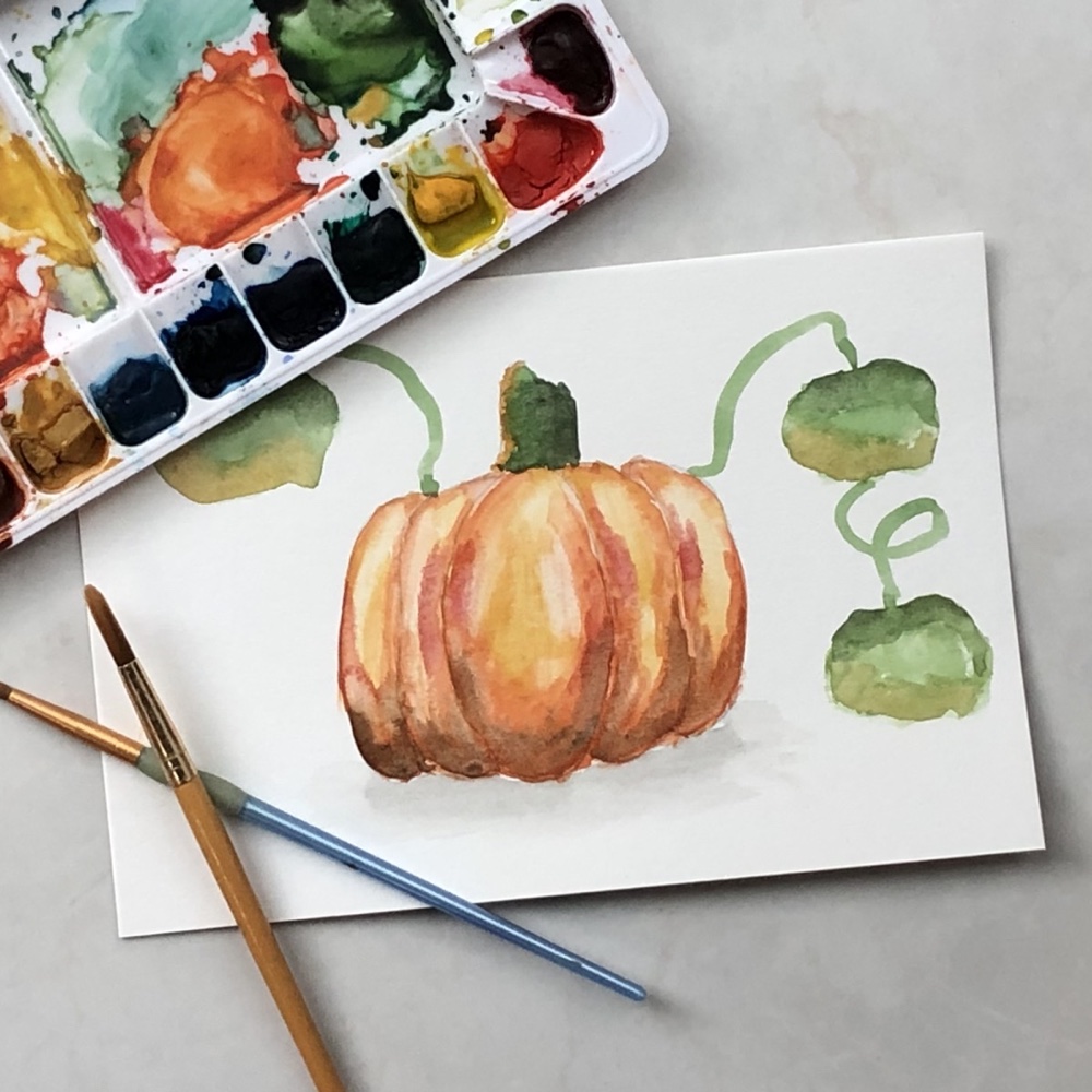 Easy Watercolor Pumpkin | Fun Family Crafts